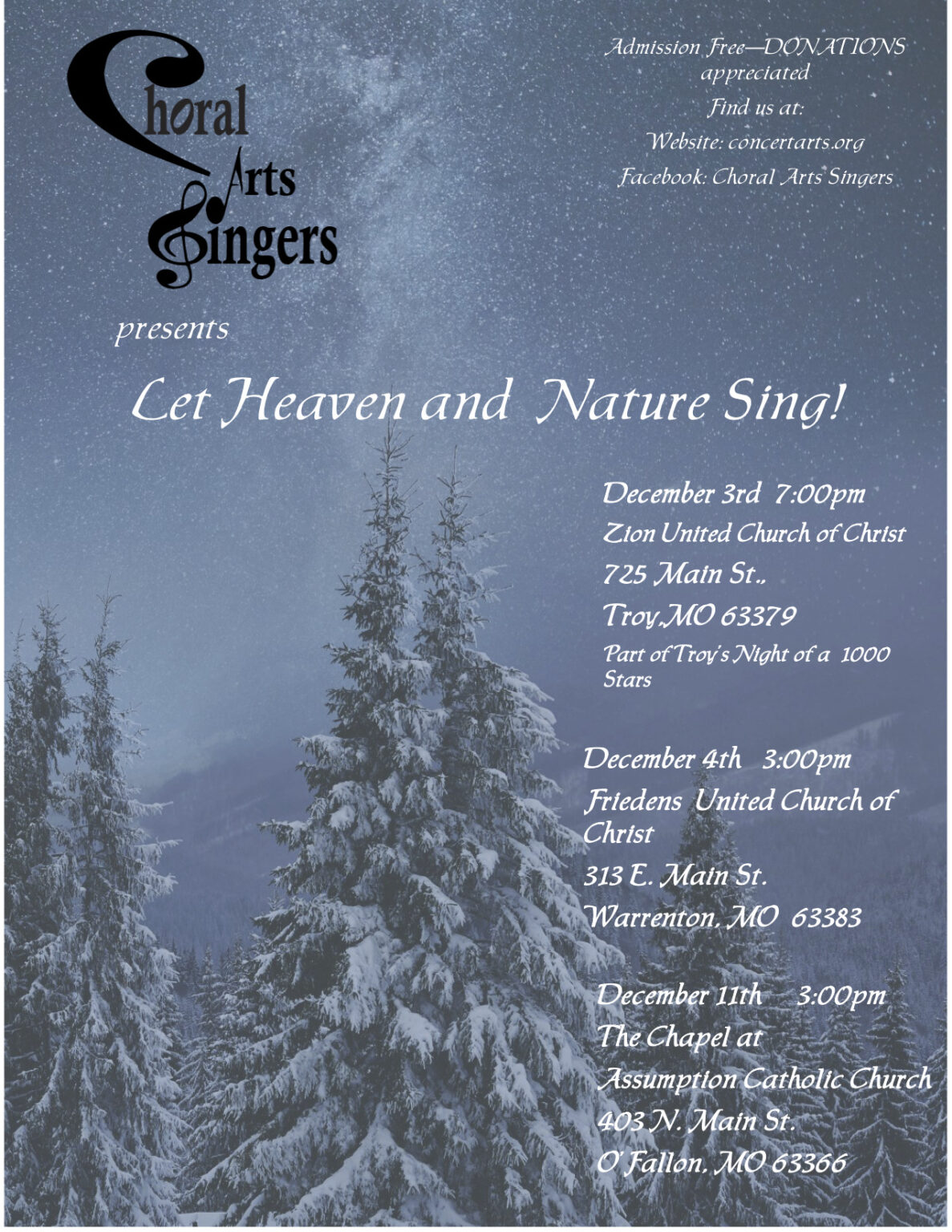 “Let Heaven and Nature Sing” – Winter concerts, December 2022 – CAS ...